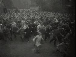 Chaos Crowd People Running Black And White GIF | GIFDB.com