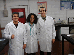 Chemistry Lab Scientists Smile Pose GIF | GIFDB.com