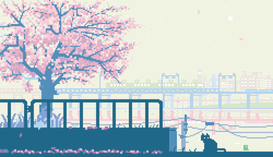 Chill Cherry Blossoms Aesthetic Pixel GIF | GIFDB.com