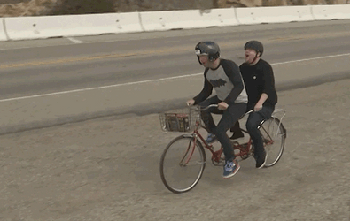 Coldplay Chris Martin And James Corden On Bicycle GIF | GIFDB.com