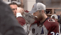 Colorado Avalanche Nathan Mackinnon Drinking From Stanley Cup GIF | GIFDB.com