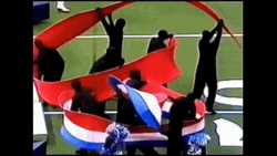 Creed Halftime Show Red White Blue Giant Ribbon GIF | GIFDB.com
