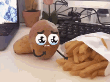 Crying Potato With French Fries GIF | GIFDB.com