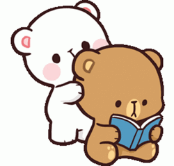 Cuddling Milk And Mocha Bear Reading Book GIF | GIFDB.com