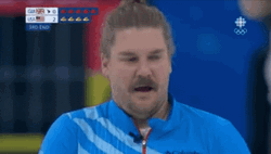 Curling Athlete Matt Hamilton Brushing Shoulders GIF | GIFDB.com