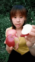 Cursed Asian Woman Eating Apple GIF | GIFDB.com