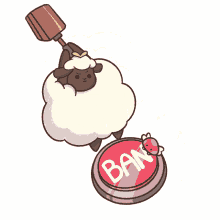 Cute Animated Sheep Hit Ban Hammer Button GIF | GIFDB.com