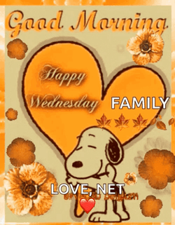 Cute Good Morning Wednesday Snoopy Orange Heart GIF | GIFDB.com