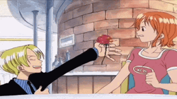 Cute One Piece Nami Sanji Rose GIF | GIFDB.com