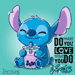 Cute Stitch Bubble Milk Tea Drink GIF | GIFDB.com