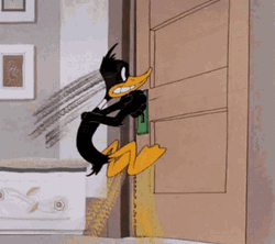 Daffy Duck Door Panicking GIF | GIFDB.com