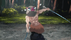 Demon Slayer Hashibira Inosuke Sword Practice GIF | GIFDB.com