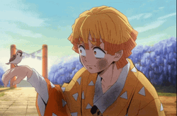 Demon Slayer Zenitsu With Bird GIF | GIFDB.com