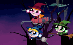 Dizzy Powerpuff Girls Hit The Tree GIF | GIFDB.com