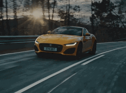 Driving Fast Car Yellow Jaguar F-type R GIF | GIFDB.com