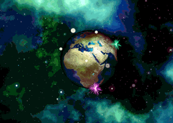 Earth Exploding Colorful Fireworks Nebula Outer Space GIF | GIFDB.com