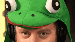 Eyebrow Flutter Frog Hat Man GIF | GIFDB.com