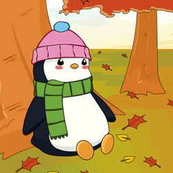 Falling Leaves Penguin Giggle GIF | GIFDB.com