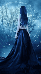 Fantasy Art Woman In Long Dress Back View GIF | GIFDB.com