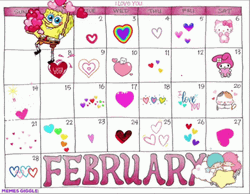 February Calendar Spongebob Sanrio Characters GIF | GIFDB.com