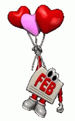 Floating February Calendar Holding Heart Balloons GIF | GIFDB.com