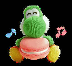 Fluffy Yoshi Holding Macaroons GIF | GIFDB.com