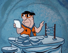 Fred Flintstone Counting With Abacus GIF | GIFDB.com