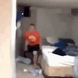 Funny Bye Man Running Toward Closed Door GIF | GIFDB.com