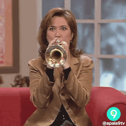 Funny Ines Ballester Playing Bugle GIF | GIFDB.com
