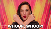 Gal Gadot Whoop Whoop Hand Signal Meme GIF | GIFDB.com
