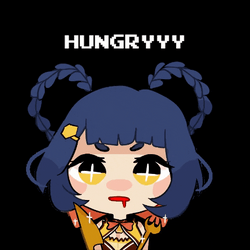 Genshin Xiangling Chibi Hungry Reaction GIF | GIFDB.com