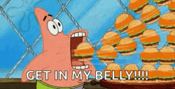 Get In My Belly Patrick Star Burger Binge GIF | GIFDB.com