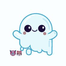 Ghost Hug Cute Cartoon Blow Love Kiss GIF | GIFDB.com