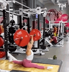 Girl Split Raising Barbell Go To The Gym GIF | GIFDB.com