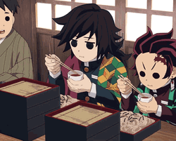 Giyu And Tanjiro Eating Noodles GIF | GIFDB.com