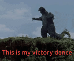 Godzilla Cute Victory Dance GIF | GIFDB.com