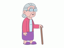 Grandma Walking With Stick Points GIF | GIFDB.com