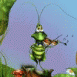 Grasshopper Playing Violins GIF | GIFDB.com