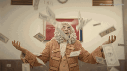 Greedy Renaissance Man Under Falling Money GIF | GIFDB.com