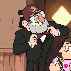 Grunkle Stan Shoulder Brush GIF | GIFDB.com