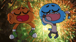 Gumball And Darwin Dancing In Fireworks GIF | GIFDB.com