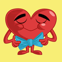 Happy Animated Valentines Day Mr. Heart Fixing Ribbon GIF | GIFDB.com