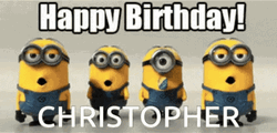 Happy Birthday Chris Christopher Minions Celebrate GIF | GIFDB.com