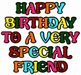 Happy Birthday Special Friend Multicolored Word Design GIF | GIFDB.com