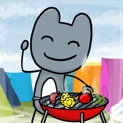 Happy Cartoon Cat Grill Cooking GIF | GIFDB.com