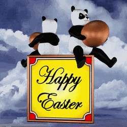 Happy Easter Funny Bears With Easter Eggs GIF | GIFDB.com