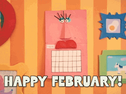 Happy February Cartoon Calendar With Face GIF | GIFDB.com