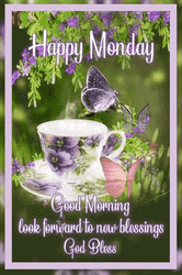 Happy Monday Good Morning Butterflies Flowers Greeting GIF | GIFDB.com