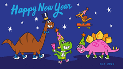 Happy New Years Dinosaurs Family GIF | GIFDB.com