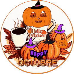 Happy October Fall Vibes Jolly Pumpkin Cartoon GIF | GIFDB.com